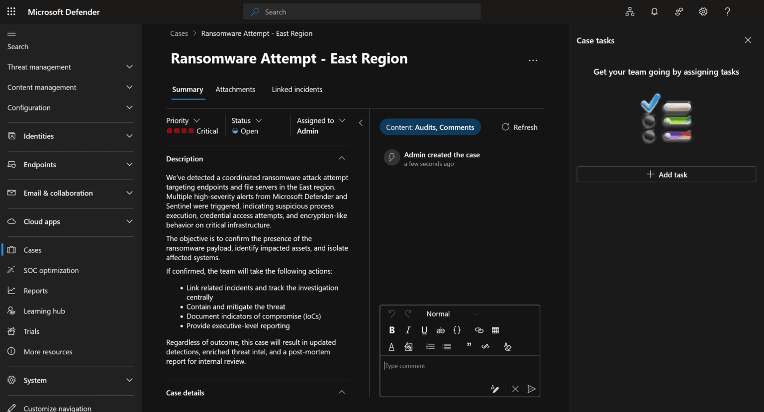 Case management in Microsoft Defender and Sentinel: streamline your ...