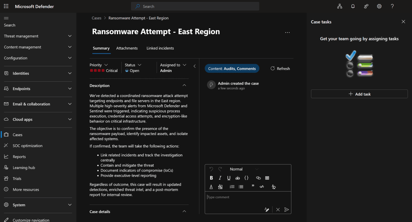 Case management in Microsoft Defender and Sentinel: streamline your ...