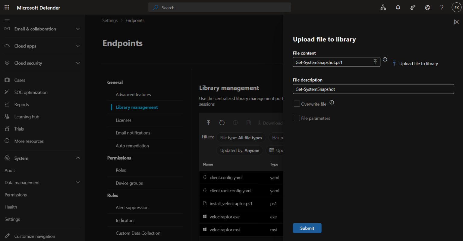 Manage your live response library directly in Microsoft Defender ...