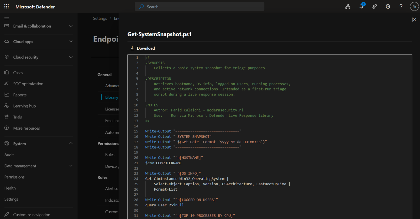 Manage your live response library directly in Microsoft Defender ...